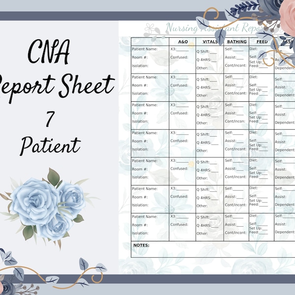 Cna Report Sheet - Etsy