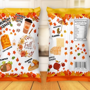 Fall Chip Bag Autumn Chip Bag Fall Water Bottle Template Autumn Water ...