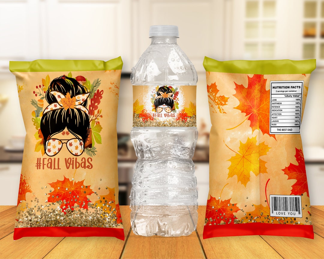 Fall Vibes Chip Bag Messy Bun Chip Bag Fall Chip Bag Template Party ...