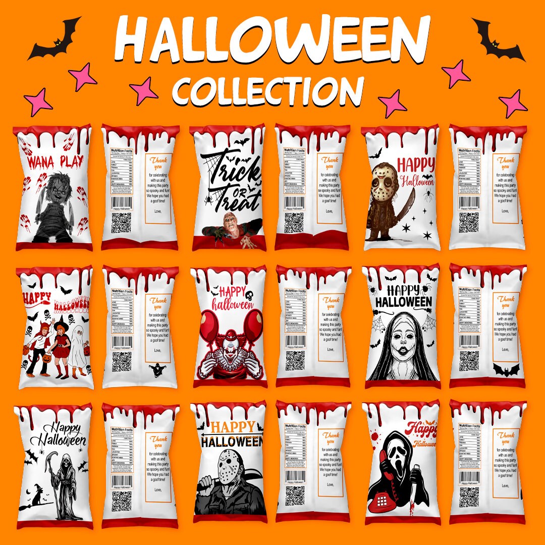 Halloween Template Chip Bag Scary Chip Bag Template Instant Download ...