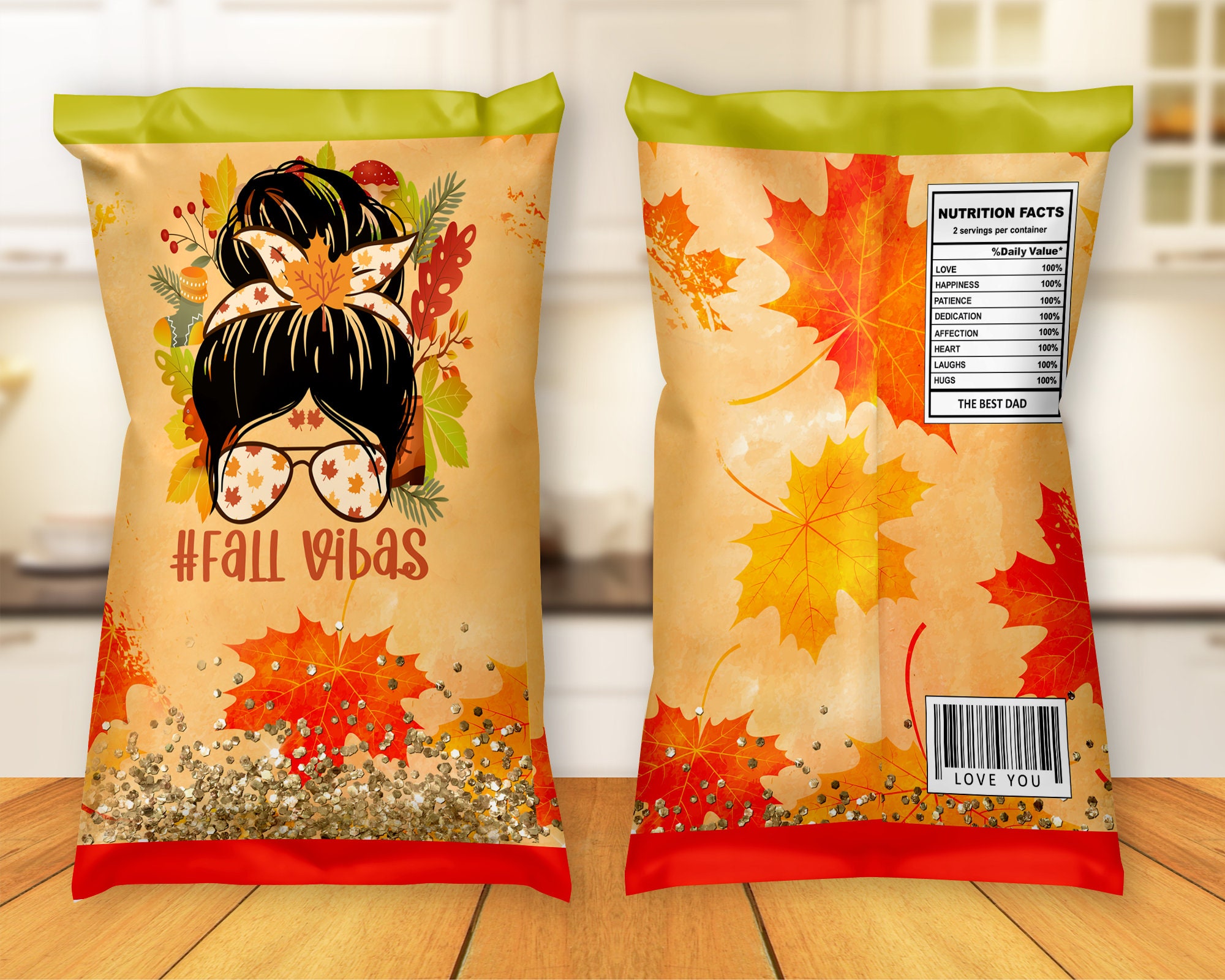 Fall Vibes Chip Bag Messy Bun Chip Bag Fall Chip Bag - Etsy
