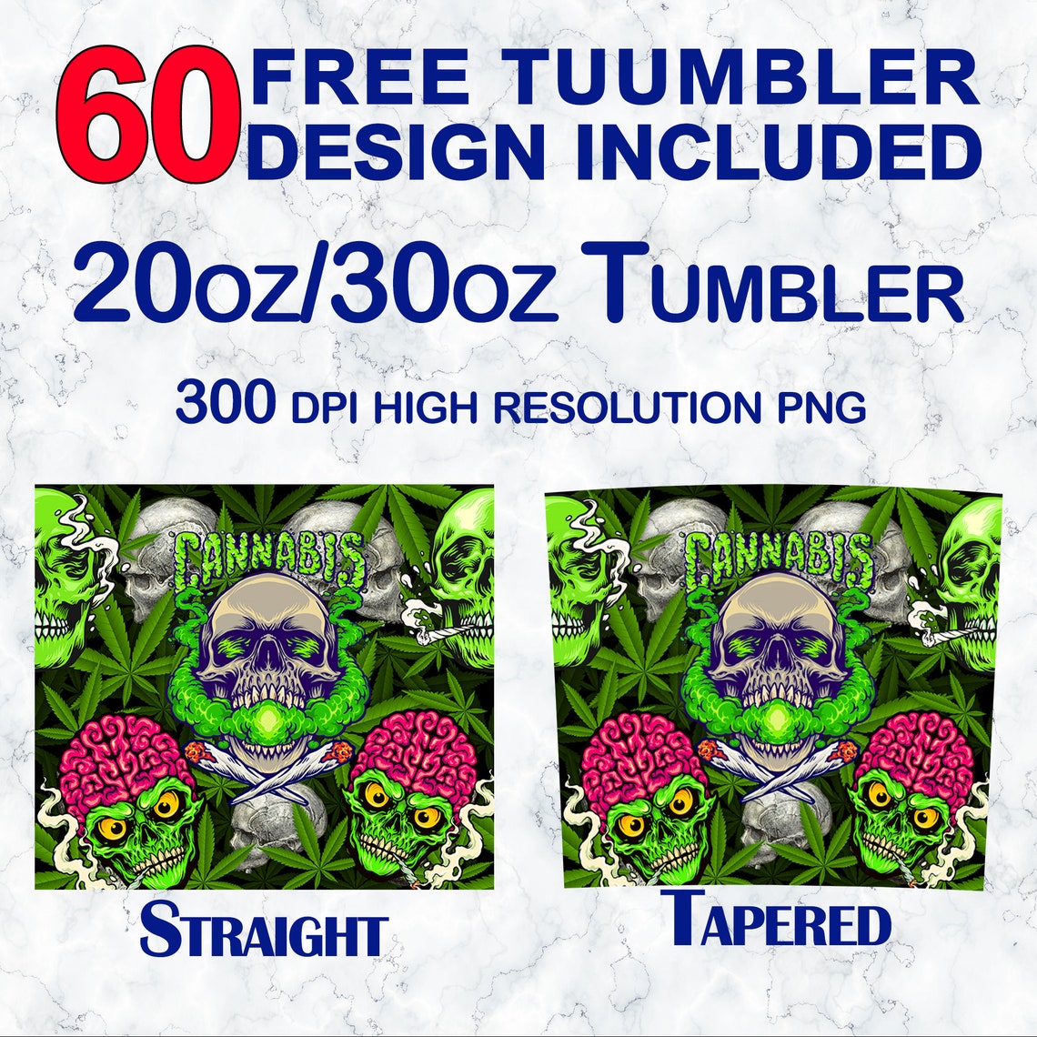 Cannabis Skull 20oz Tumbler Sublimation Wrapneon Green - Etsy