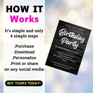Editable Birthday Party Invitation for Men, Blue Invite, Masculine ...