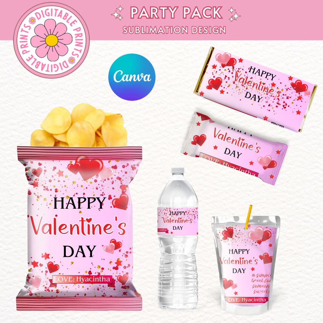Editable DIGITAL DOWNLOAD Valentines Valentine Day Birthday Chip Bag ...