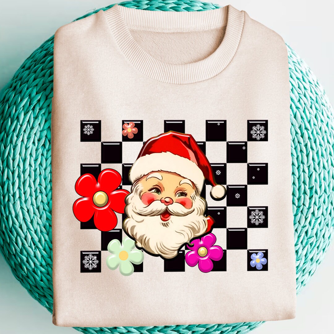 Checkered Santa Claus Png Vintage Santa PNG Merry Christmas Png Retro Christmas Png Christmas ...