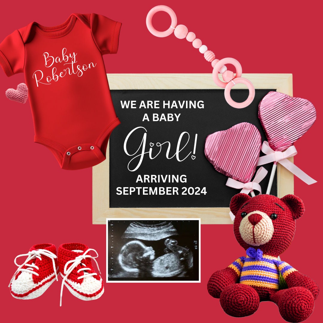 Editable Pregnancy Announcement for Social Media, Valentines Day Baby ...