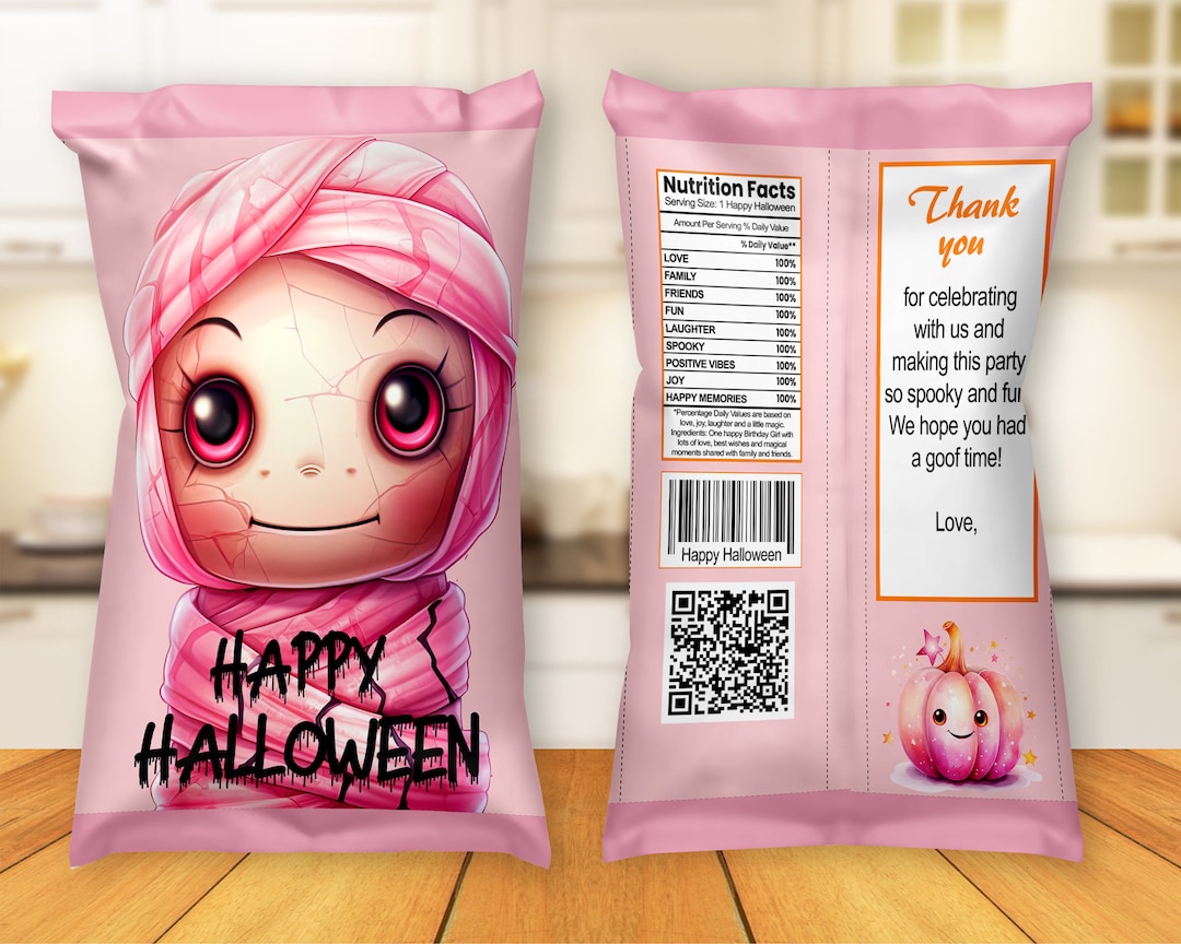 Pink Halloween Chip Bag Favors Pink Ghost Two Spooky Chip - Etsy