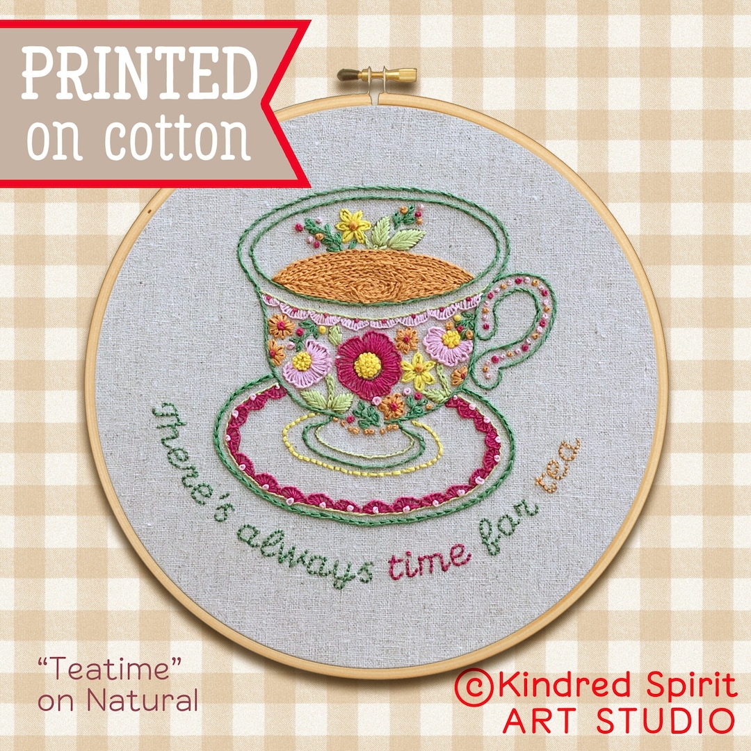Tea Embroidery Kit: Teacup Pattern, Modern Hoop Art - Etsy