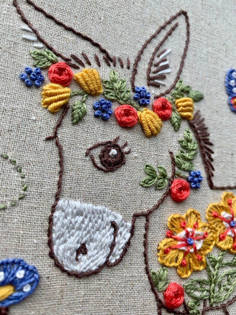 Donkey Hand Embroidery Kit: Farm Animal Hoop Art, DIY Needlepoint - Etsy