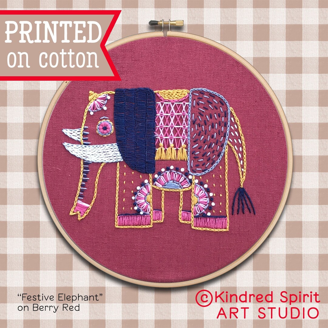 Hand Embroidery Kit ; Elephant Design ; Animal Needlepoint ; Safari ...