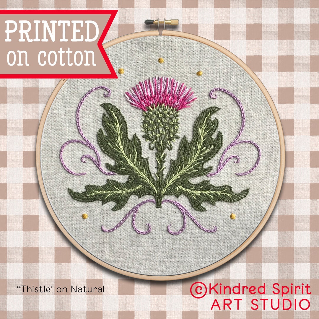 Hand Embroidery Kit ; Thistle Design ; Cultural Patterns ; DIY Craft ; Scottish Crest ...