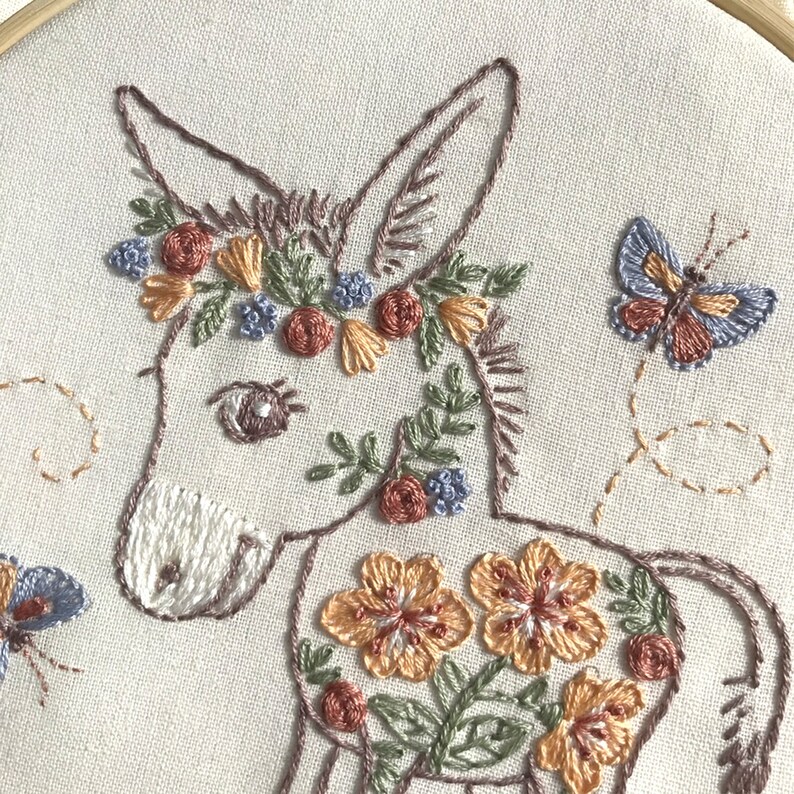 Donkey Hand Embroidery Kit: Farm Animal Hoop Art, DIY Needlepoint - Etsy
