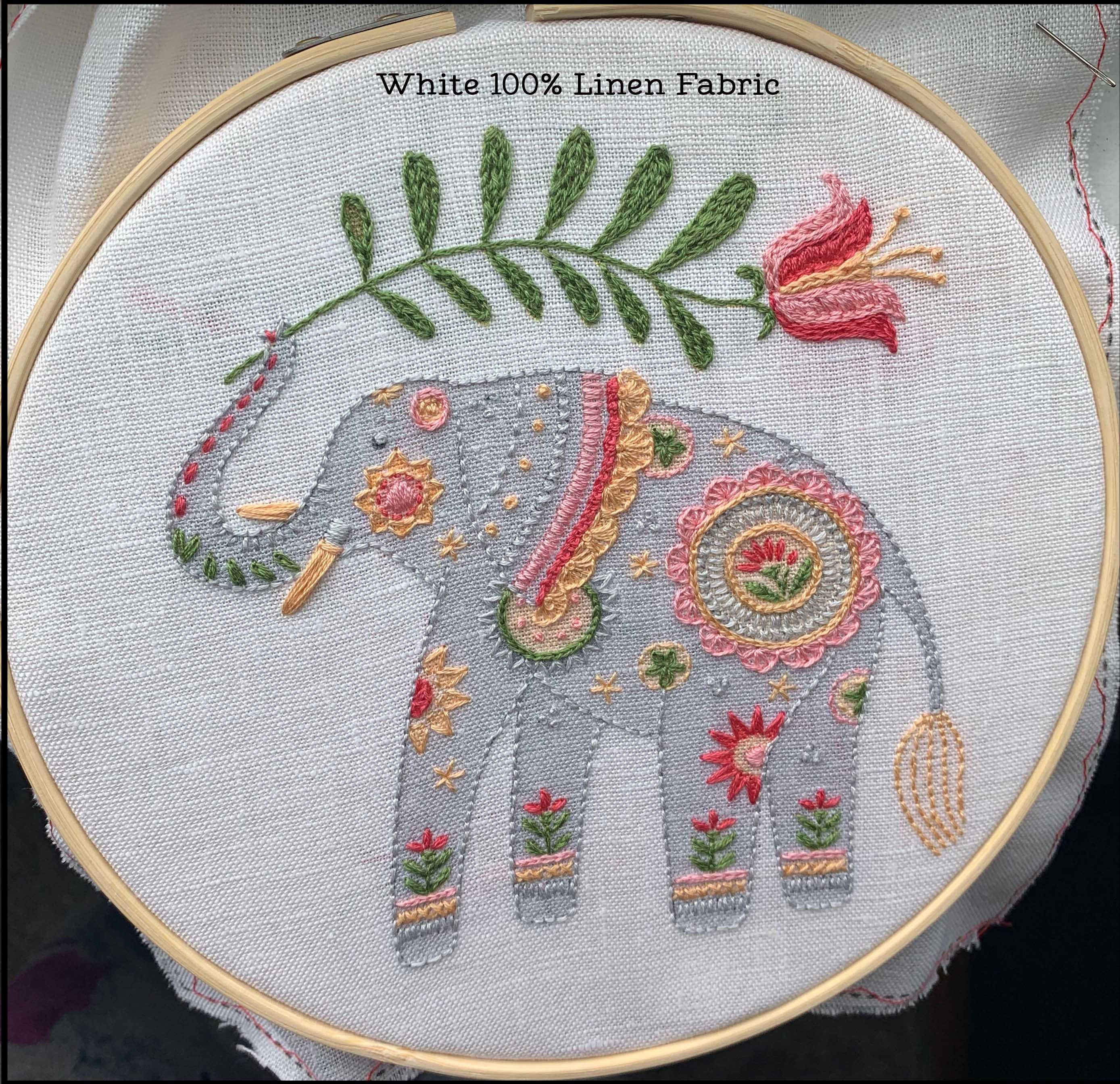 Hand Embroidery Kit ; Elephant Design ; DIY Craft ; Safari Animal ...