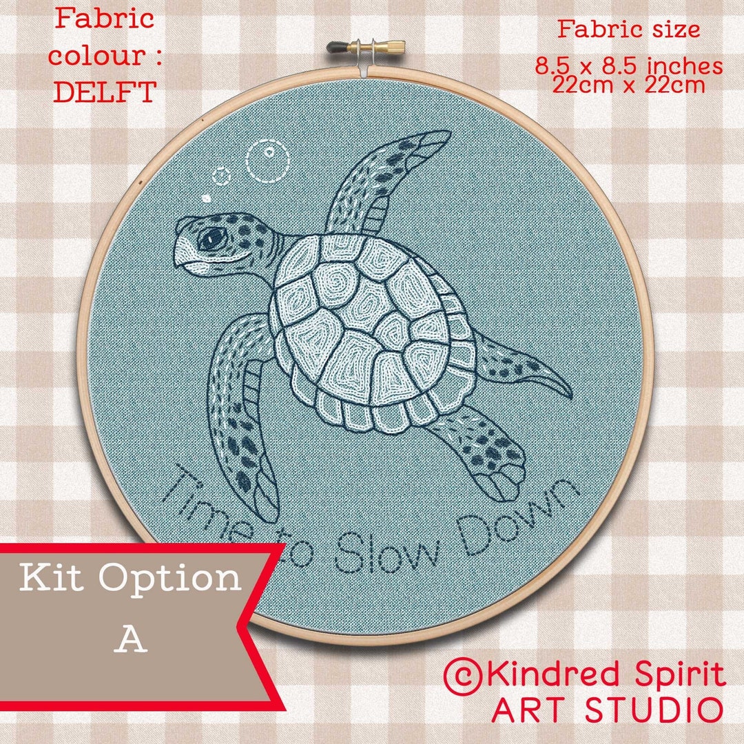 Turtle Hand Embroidery Kit: Ocean Design, Modern Hoop Art - Etsy