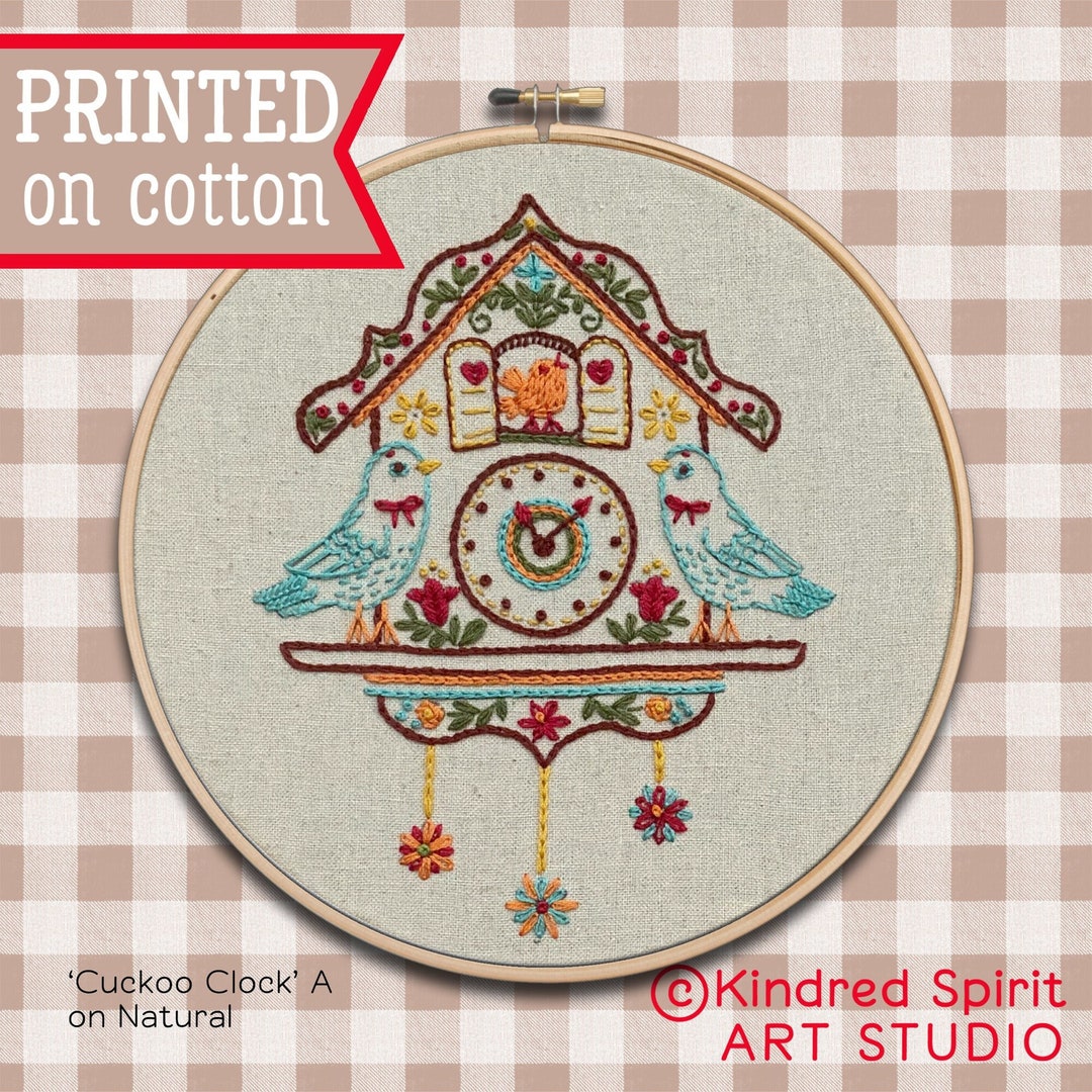 Hand Embroidery Kit ; Cuckoo Clock Design ; Bird Patterns ; Traditional ...