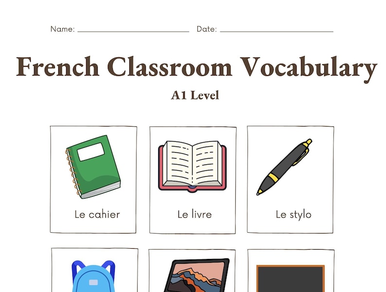 French Classroom Vocabulary - Etsy