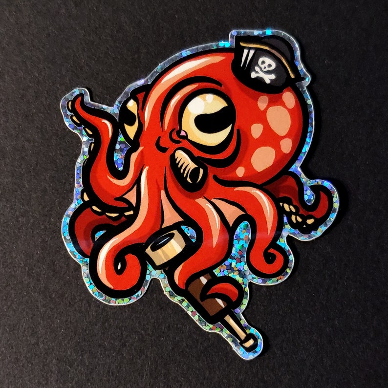 Pirate Kraken Glitter Vinyl Sticker 6.6x8cm - Etsy