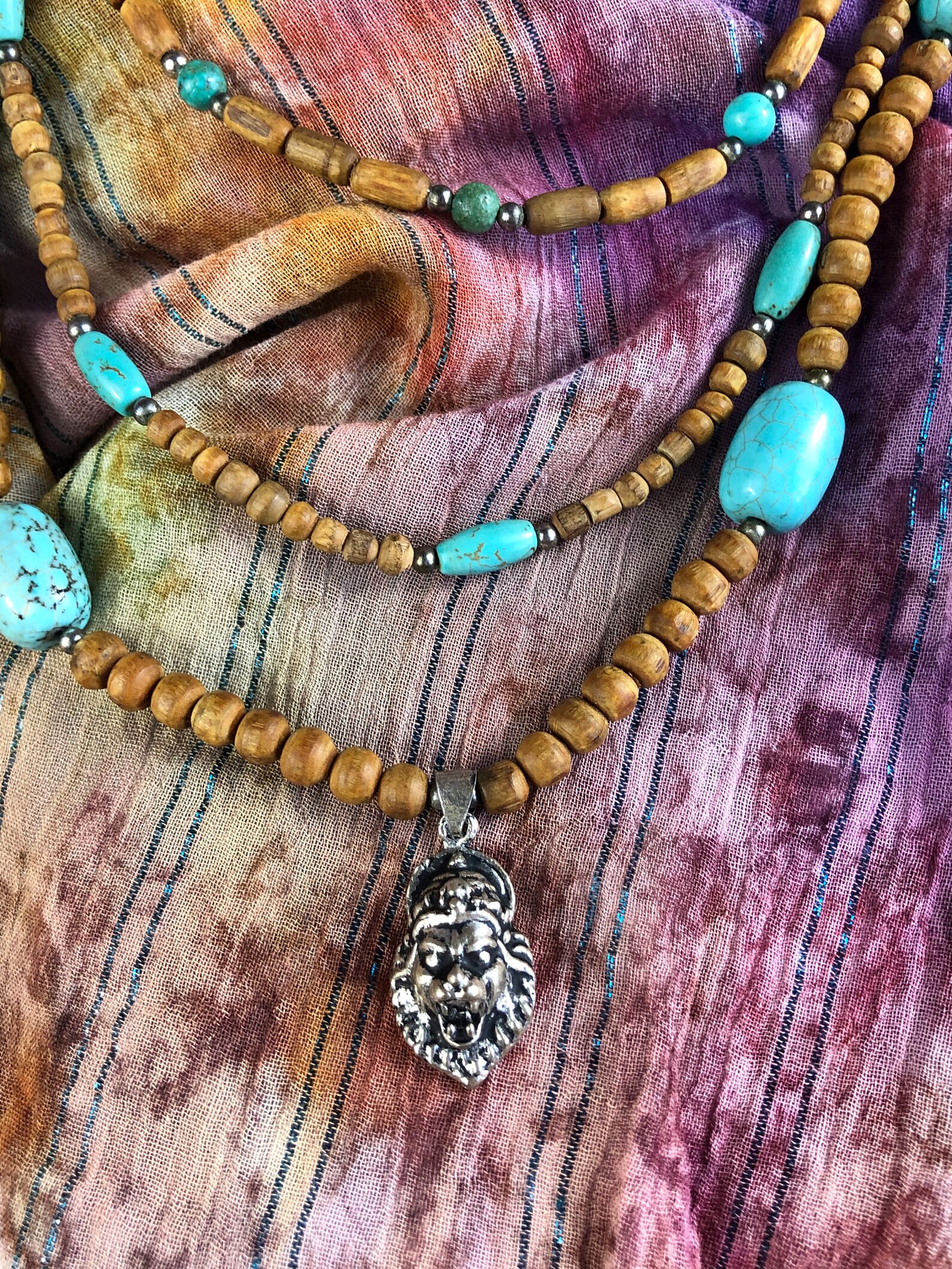 Natural Tulasi Beads With Turquoise venus Gemstone and Lord Nrsimhadeva ...
