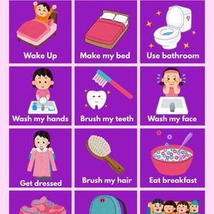 Autism, ADHD Visual Aide: Morning Routine Chart for Children, Kids ...