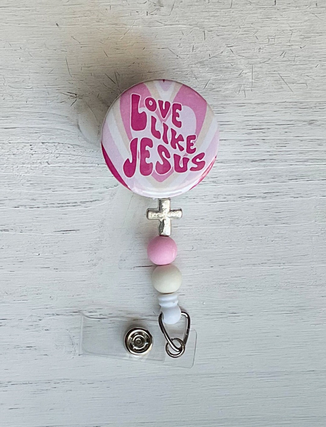 Christian Badge Reel / Love Like Jesus / Beaded Badge Reel - Etsy