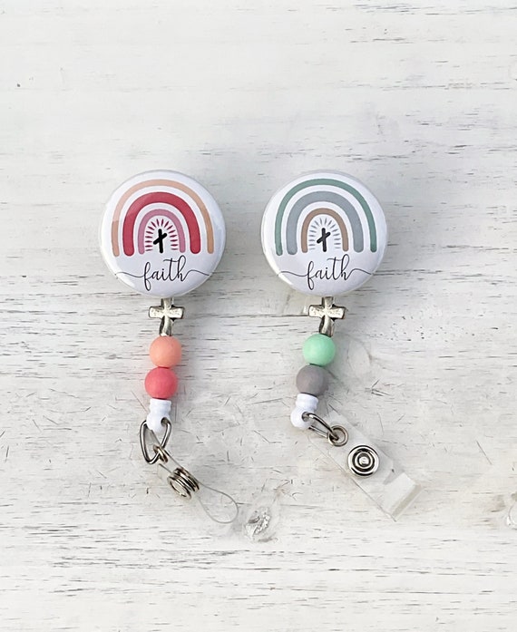 Boho Faith Badge Reel Beads / Rainbow Badge Reel - Etsy