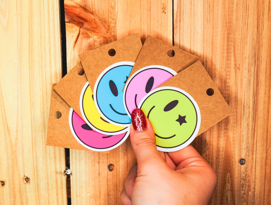1-inch, 2-inch, and 3-inch Winking Smiley Face Stickers - Etsy