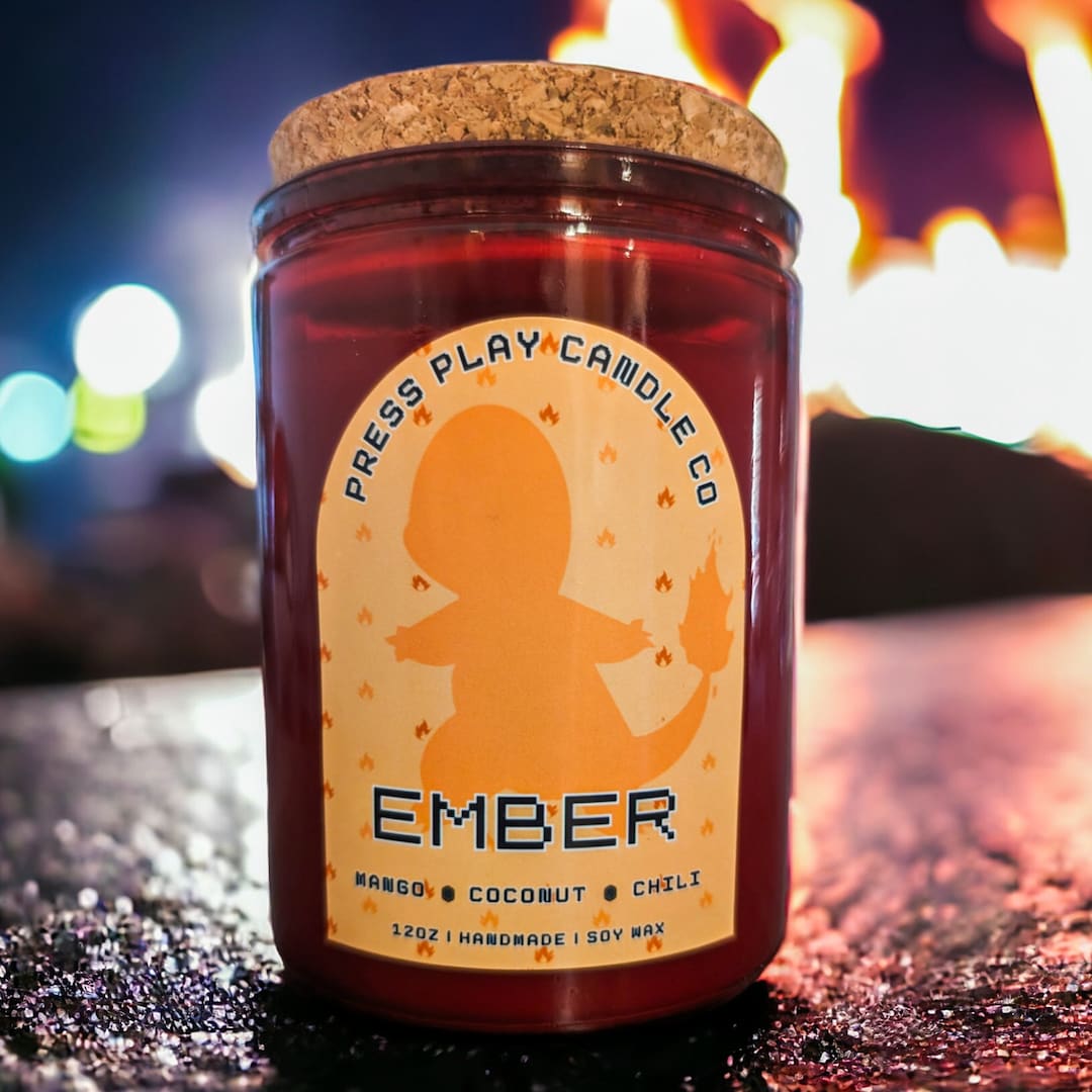 Ember | Charmander Inspired Handmade Soy Candle | Pokemon Candle - Etsy