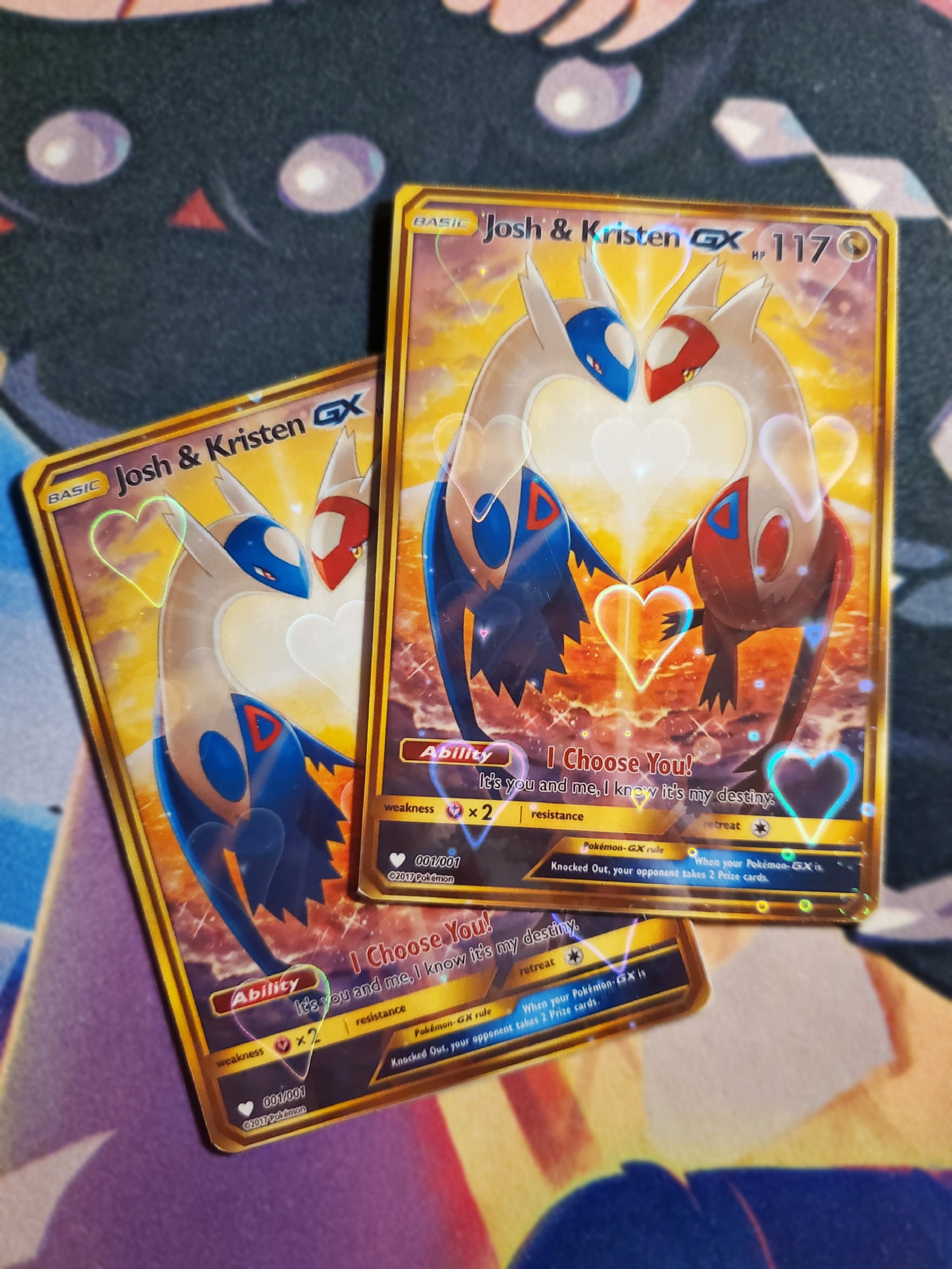 Custom Latias Latios Tag Team I Choose You Romantic Holo Card Add Names ...