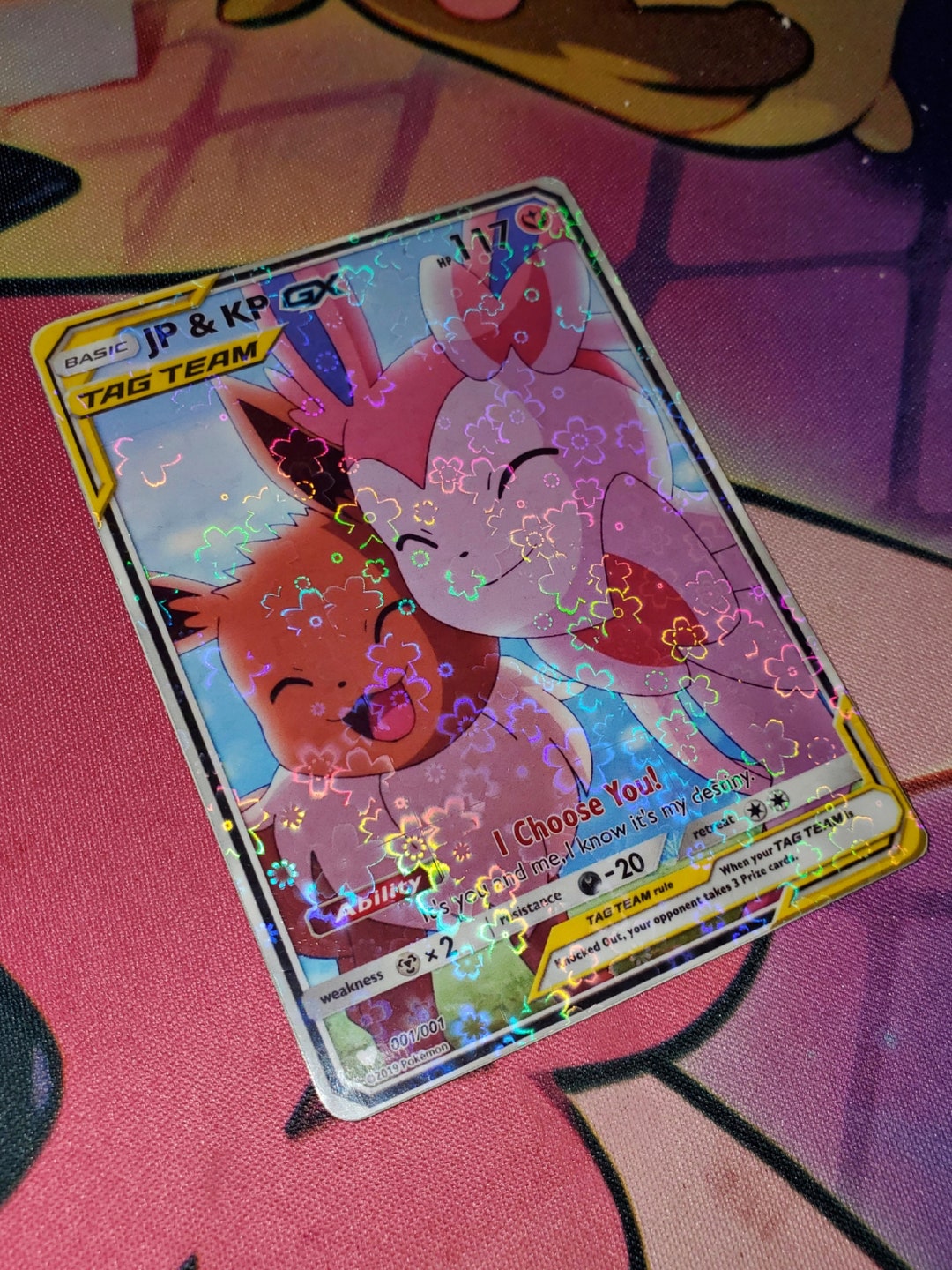 Custom Eevee Sylveon Tag Team I Choose You Holo Pokémon Card Add Names ...