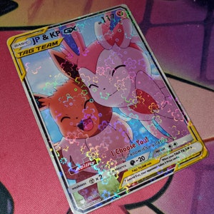 Custom Eevee Sylveon Tag Team I Choose You Holo Pokémon Card Add Names ...