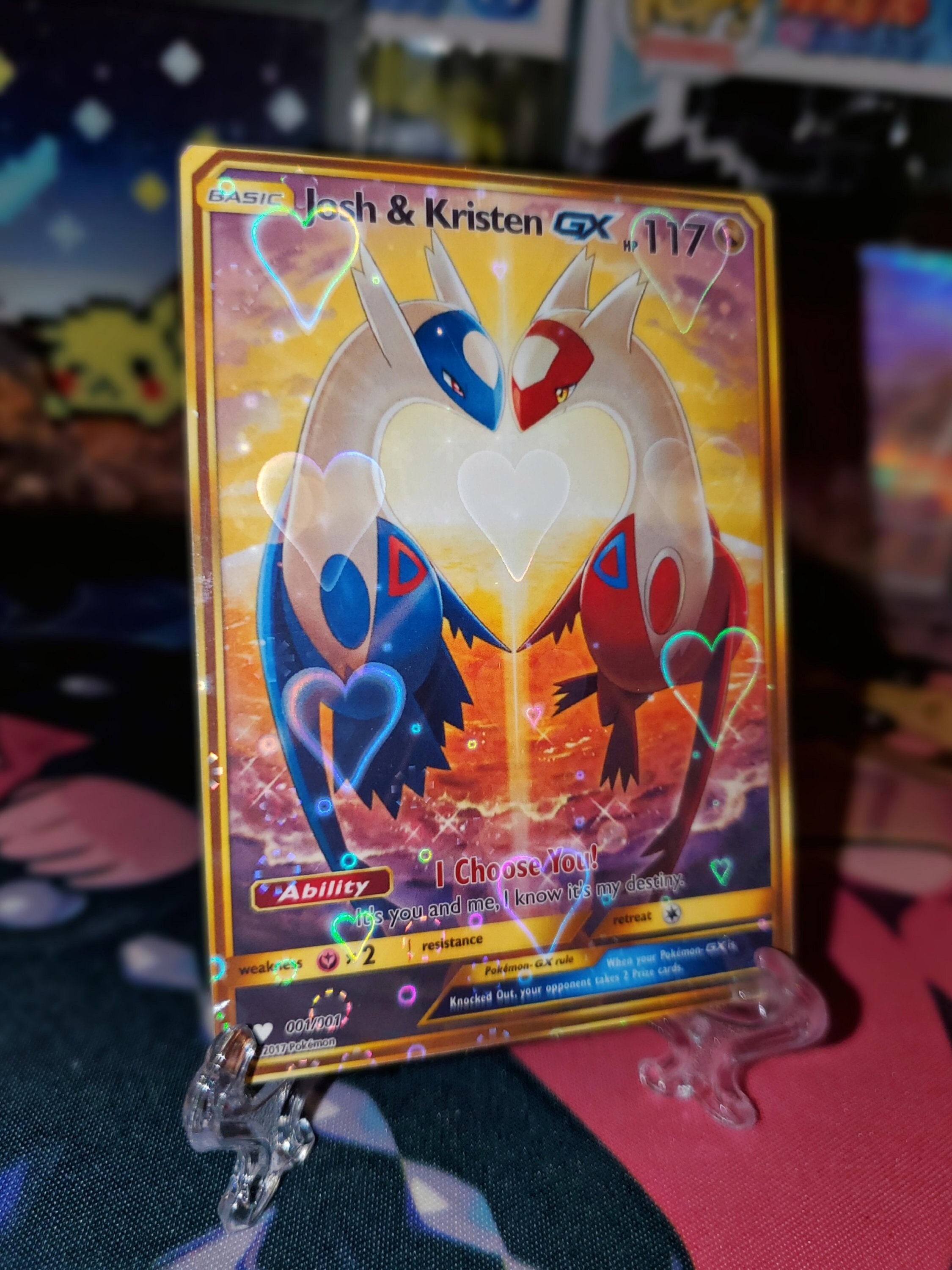 Custom Latias Latios Tag Team I Choose You Romantic Holo Card Add Names ...