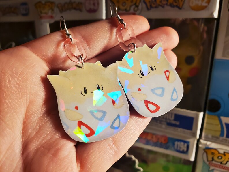 Custom Togepi Squishmallow Pokémon Holographic Earrings Pick Your Holo ...