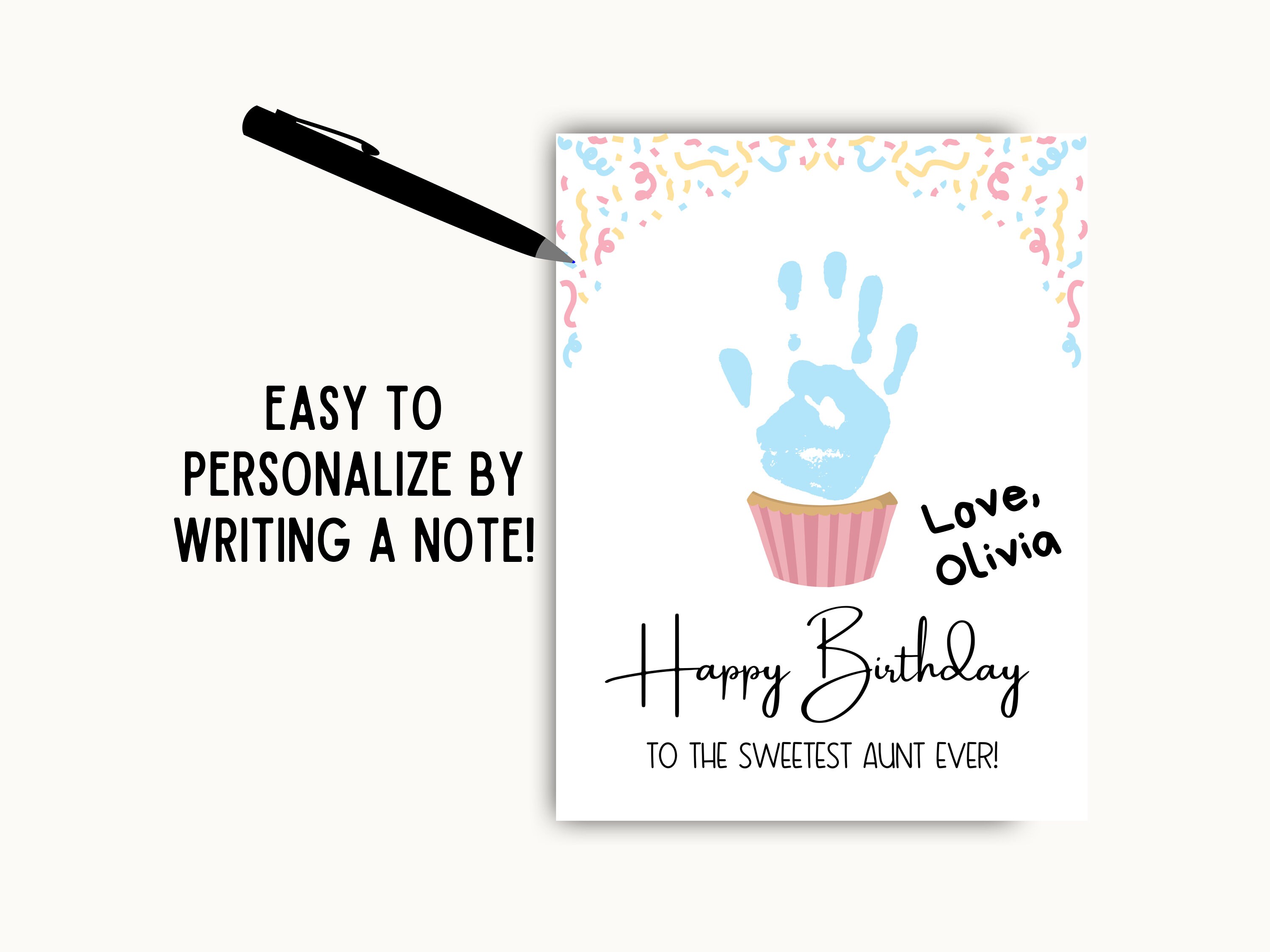 Aunt Handprint Birthday Card, Happy Birthday Aunt Card, Birthday Gift ...