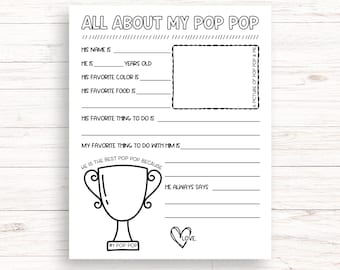 All About My Step Dad Printable, Fathers Day Printable Gift, Birthday ...