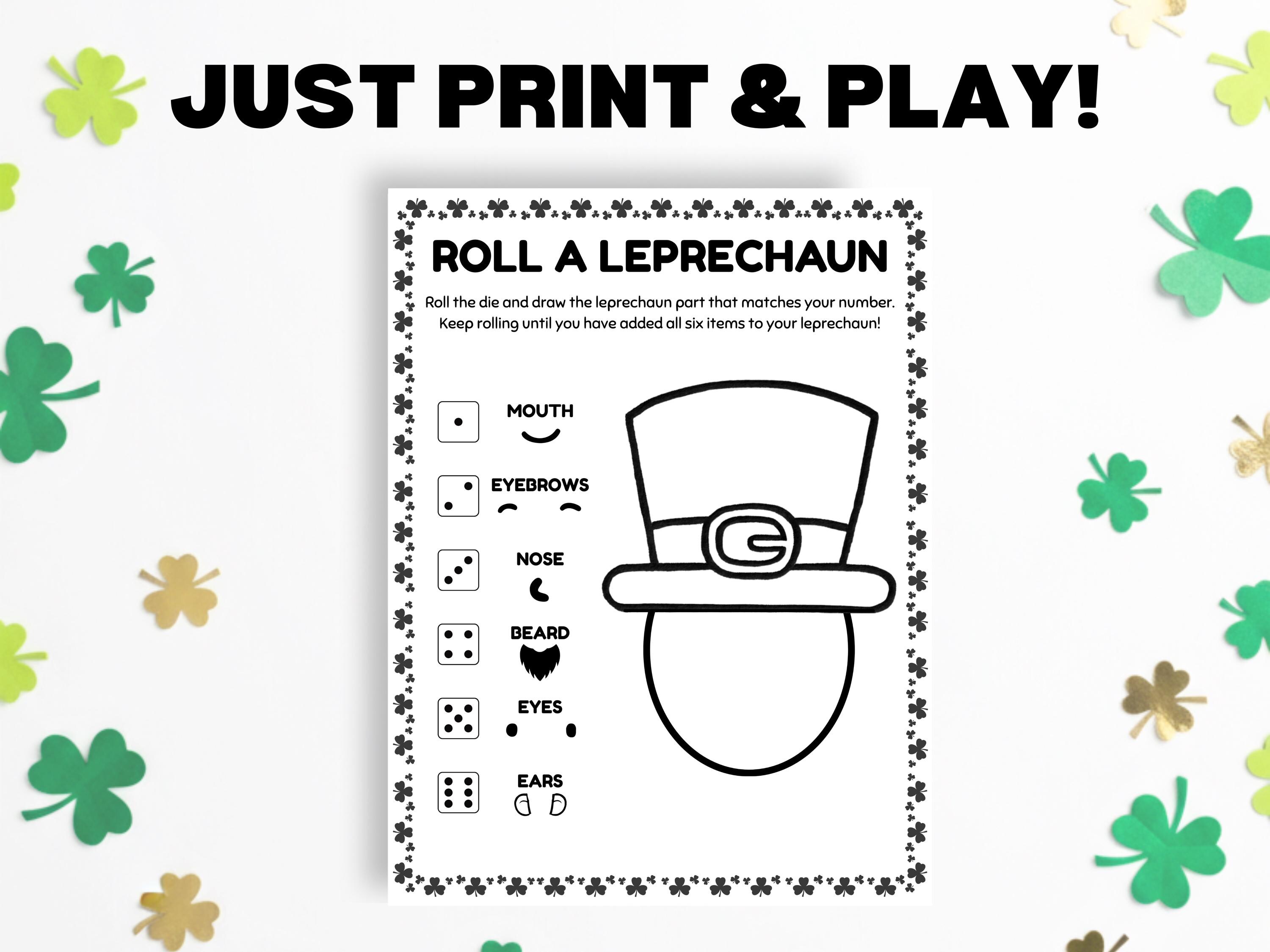 Printable Roll A Leprechaun Dice Game, St Patrick's Day Activity for ...