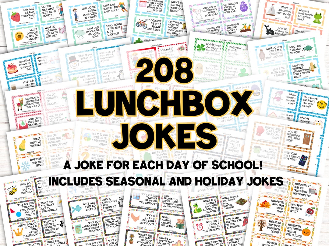 Lunchbox Joke Cards, Kid Lunch Box Note, Funny Jokes for Kids Lunch ...