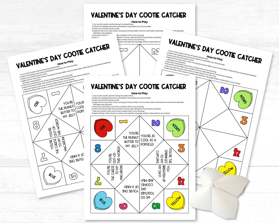 Printable Valentine's Day Cootie Catcher, Valentine Cootie Catcher ...