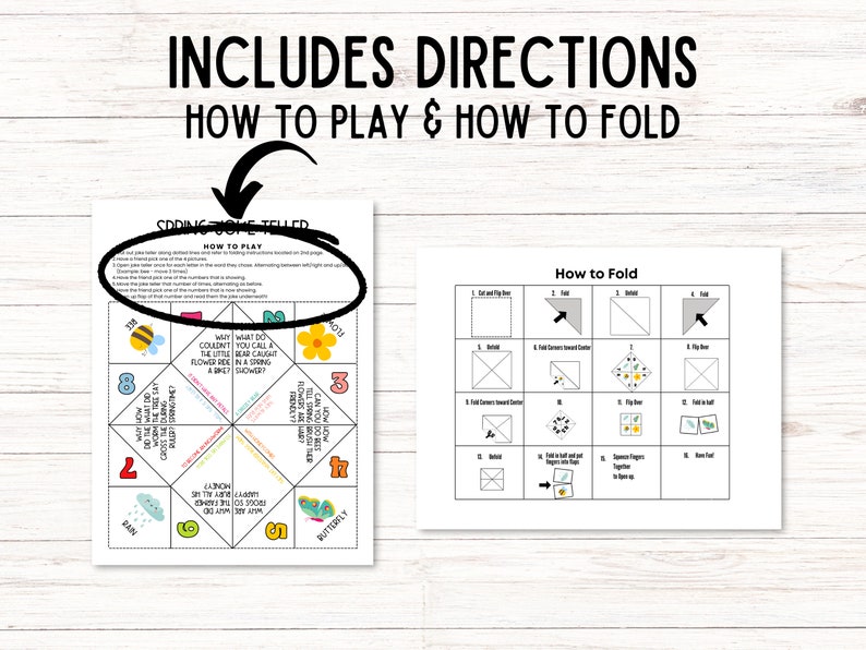 Spring Jokes for Kids Cootie Catcher Paper Fortune Teller - Etsy