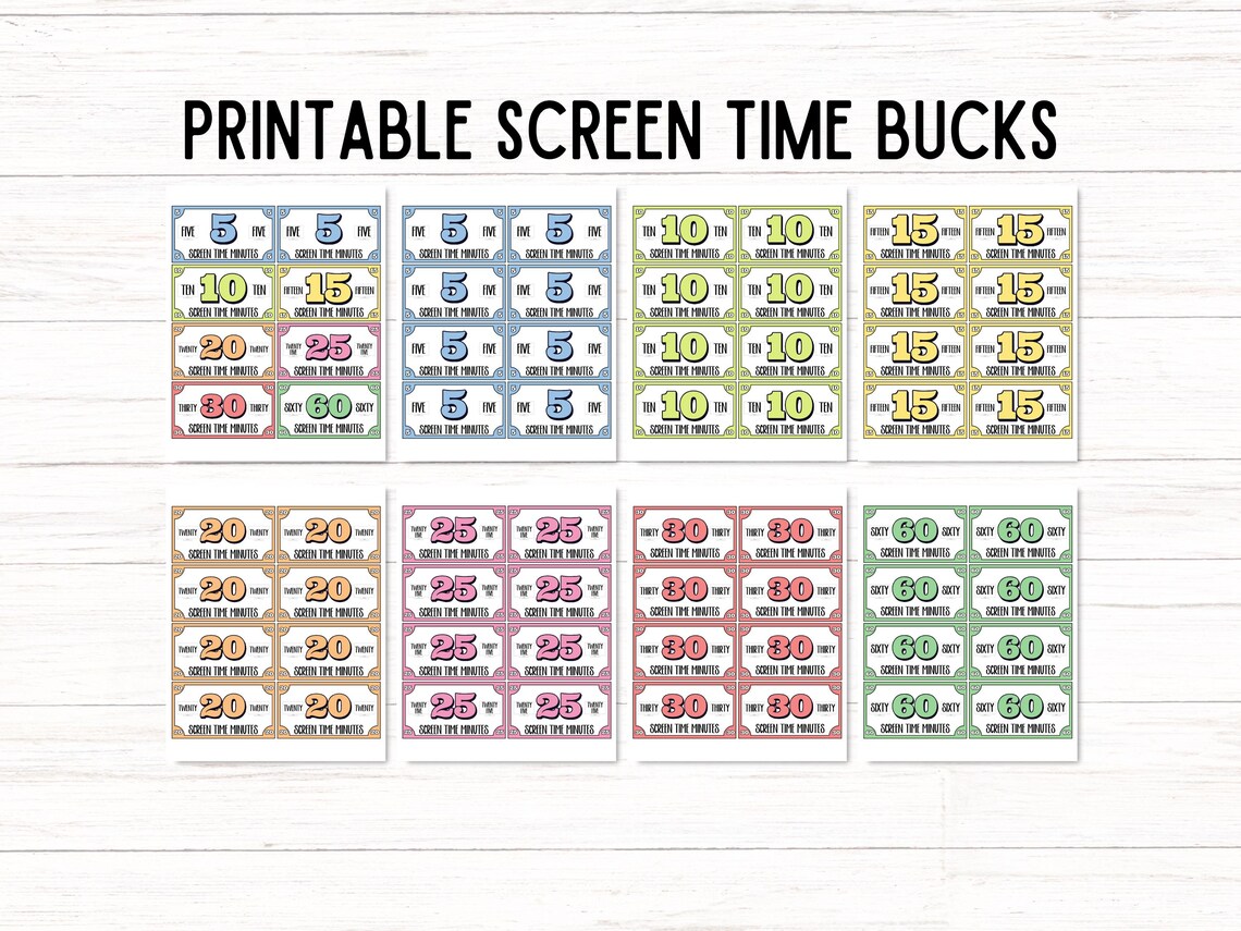 How to Earn Screen Time, Screen Time Bucks, Editable Screen Time ...