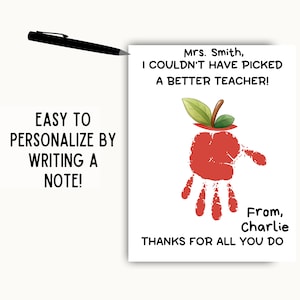 Teacher Appreciation Handprint Art, Handprint Teacher Card Printable ...