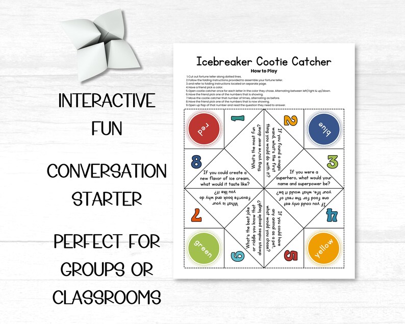 Icebreaker Cootie Catcher Game: Back to School Printable (PDF) - Etsy