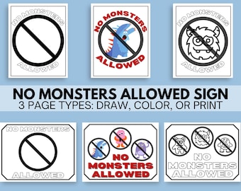 No Monsters Allowed Stickers - Etsy
