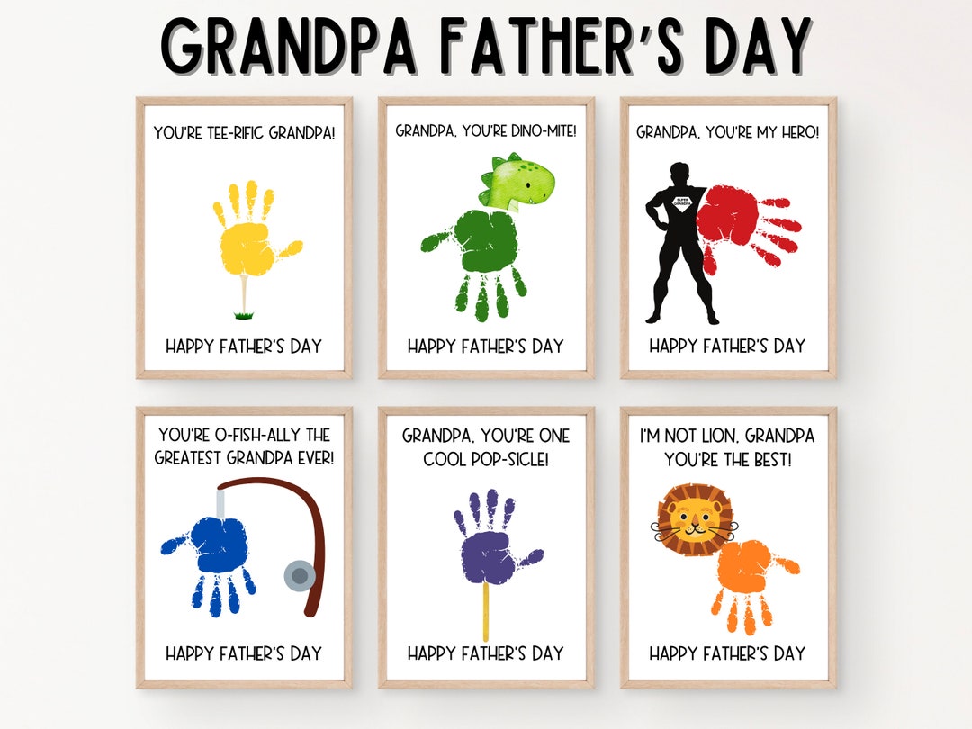 Father's Day Cards for Grandpa Handprint Craft, Fathers Day Handprint ...