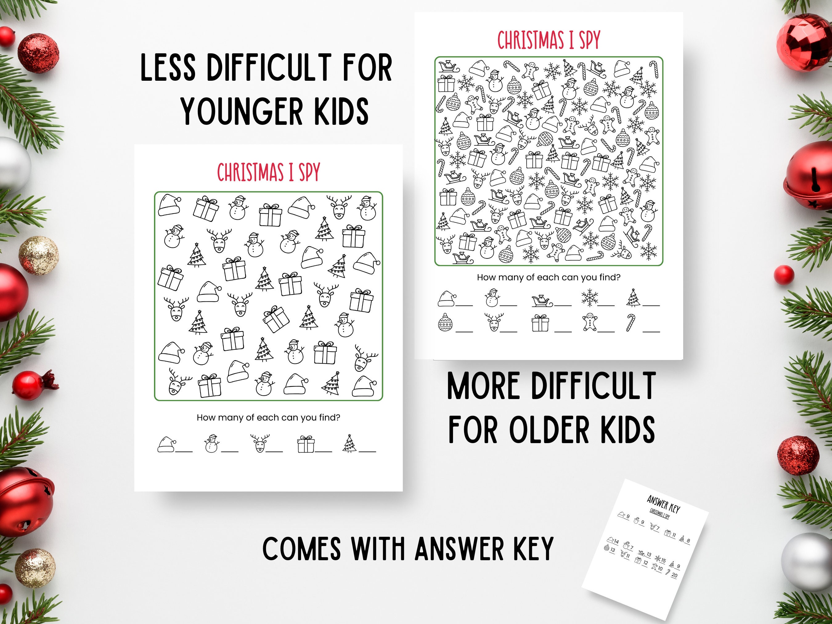 Christmas I Spy Game, Printable Christmas Games for Kids, Holiday Party ...