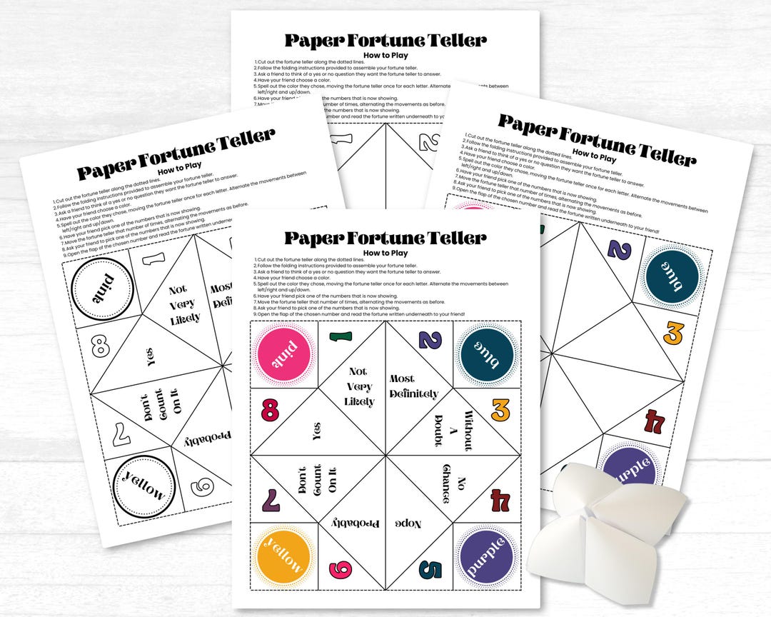 Origami Fortune Teller Printable: Sleepover Party Game (PDF) - Etsy