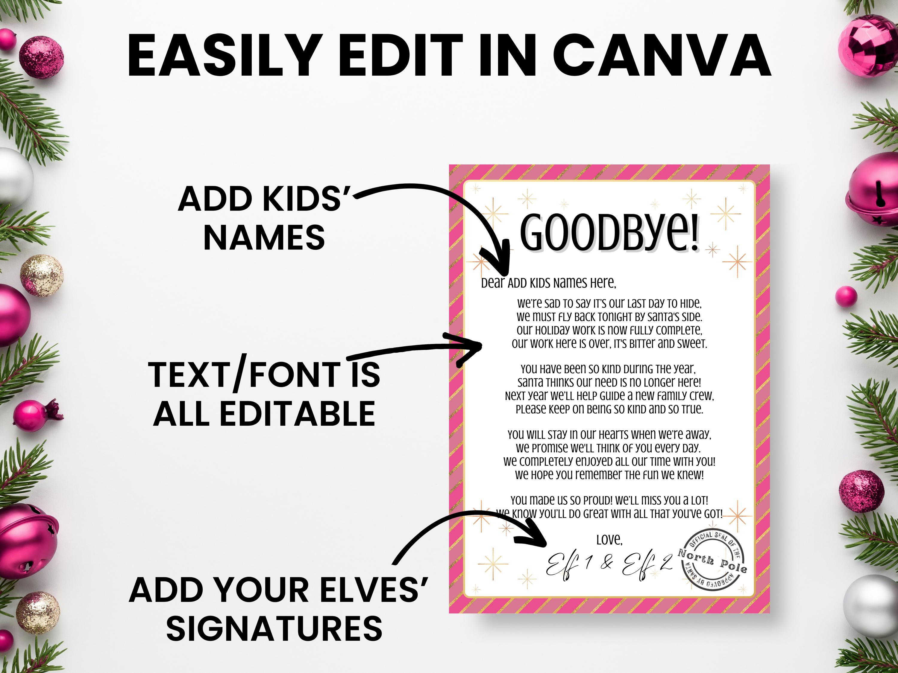 Pink Elves Retirement Letter Canva Template, Personalized Editable ...
