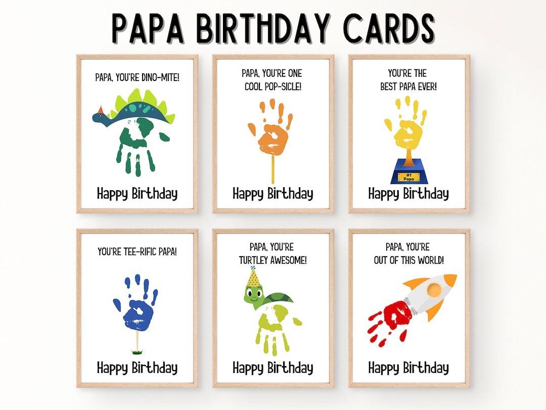 Papa Birthday Card, Papa Gifts From Grandkids, Handprint Birthday Card ...