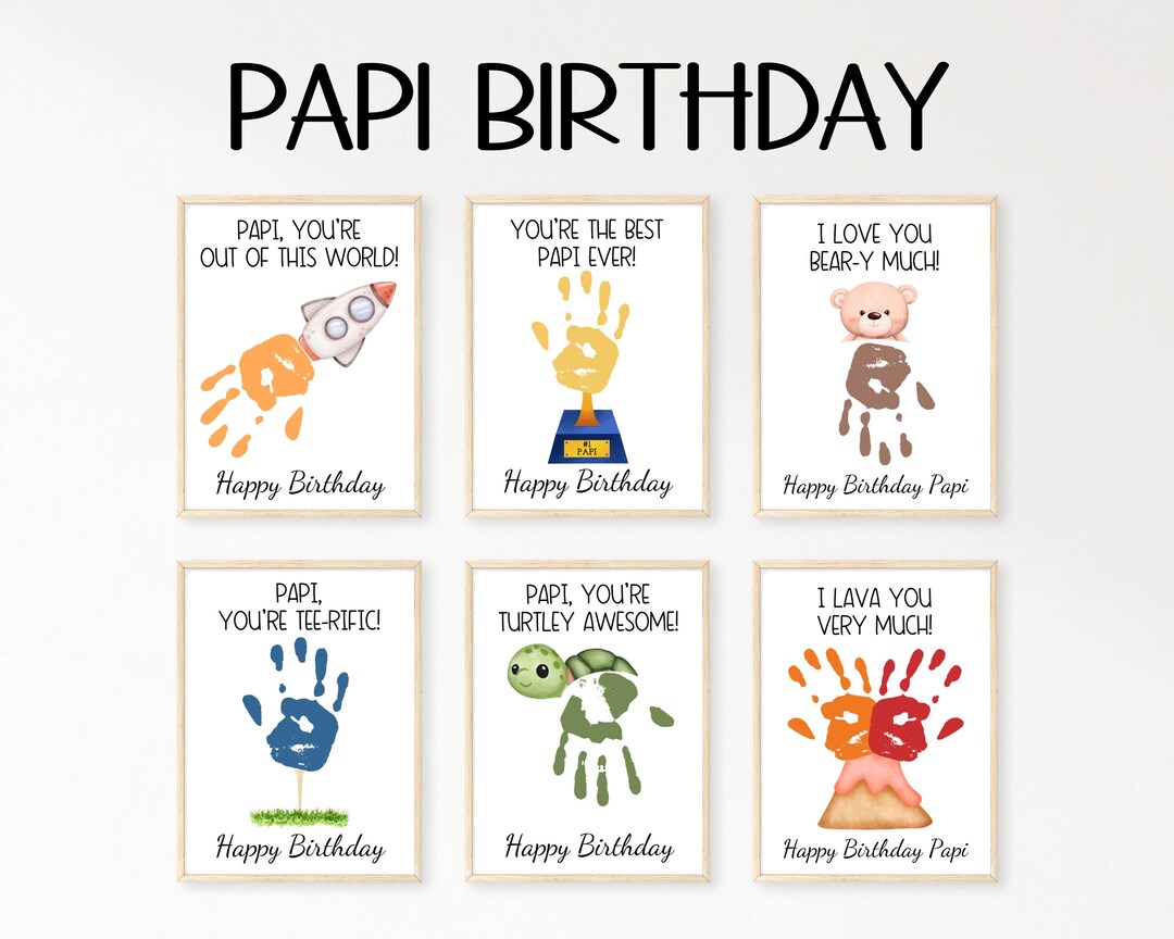 Papi Handprint Birthday Card, Papi Gifts From Grandkids, Papi Birthday ...