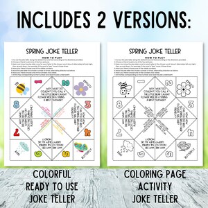 Spring Jokes for Kids, Cootie Catcher, Paper Fortune Teller, Printable ...