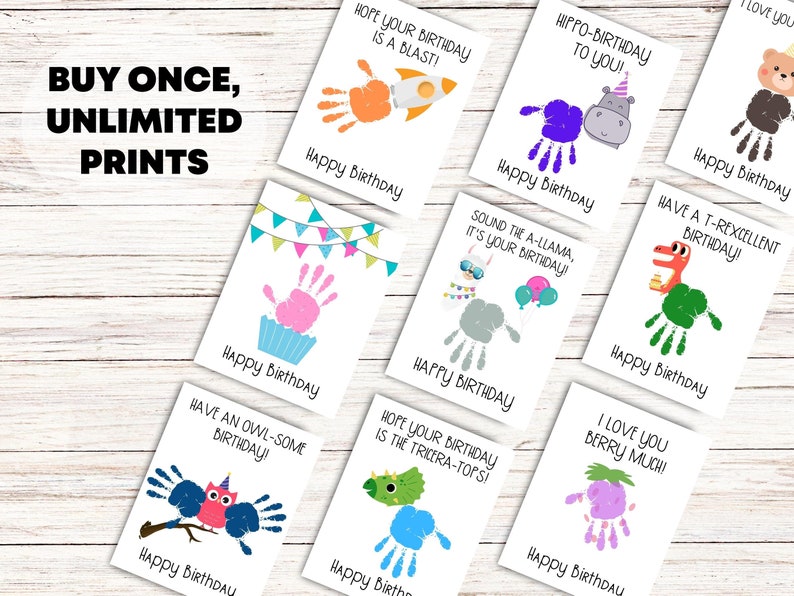 Birthday Handprint Craft Printable Birthday Card Handprint - Etsy